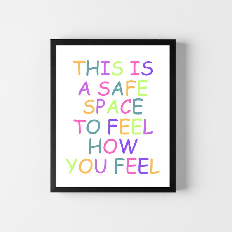 Safe Space to Feel How You Feel Poster, Therapy Office Decor ...