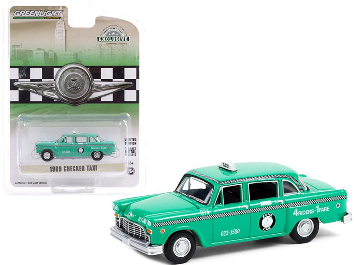 Greenlight - 1969 Checker Taxi Light Green "zone Cab Co." - Scale 1/64 ...