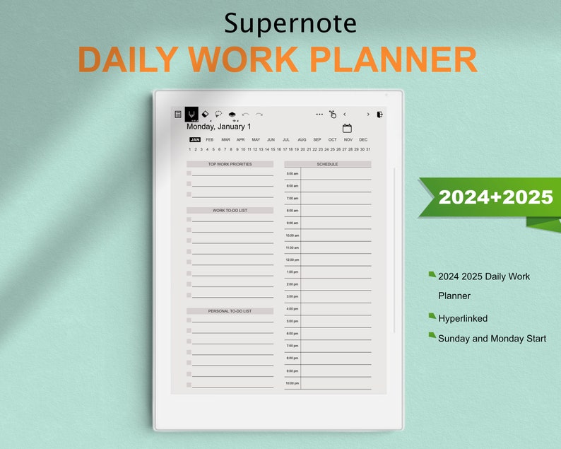Supernote Templates, 2024 2025 Daily Work Planner, Productivity ...