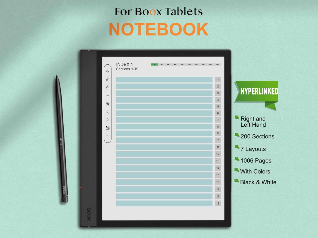 Hyperlink Notebook for Boox Tablets | Template for Note Air4 C, Air3 C ...