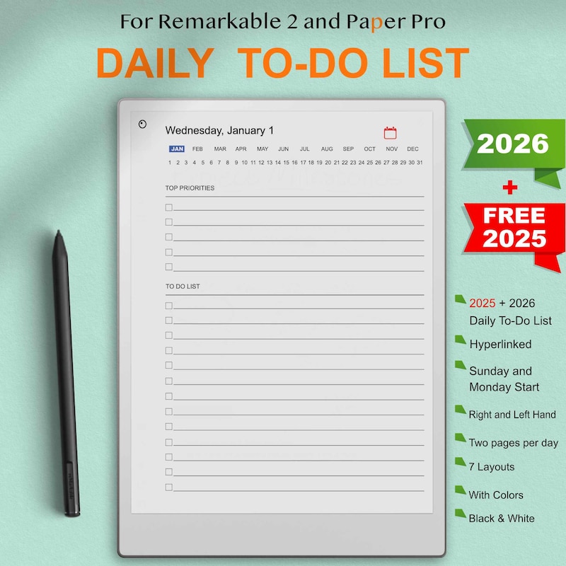Remarkable2 Todo Template - Etsy