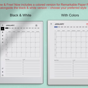 Monthly Calendar Templates for Remarkable 2 | 2025-2026 | Hyperlinked ...