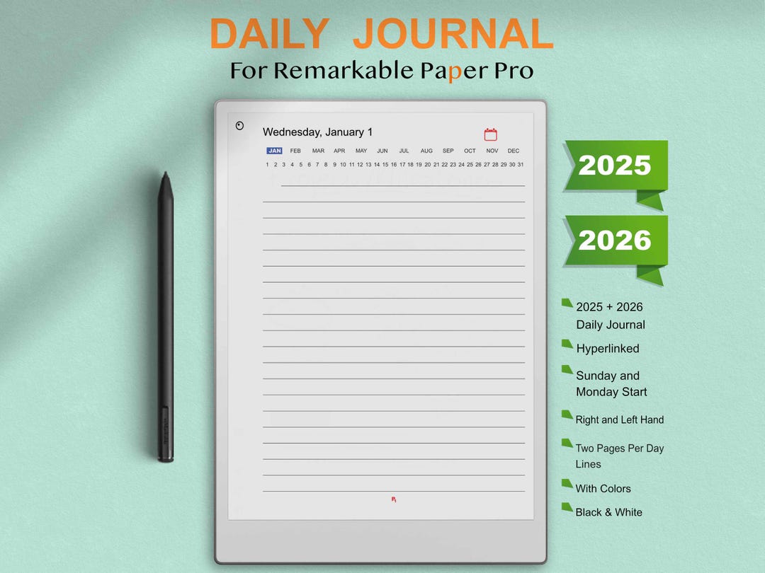 2025-2026 Daily Journal Templates | Hyperlinked and Colorful | for ...