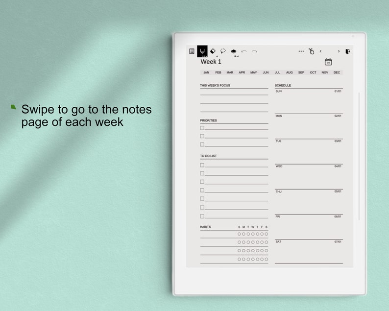 Supernote Templates 2023 Weekly Planner Supernote A5 A5X Etsy