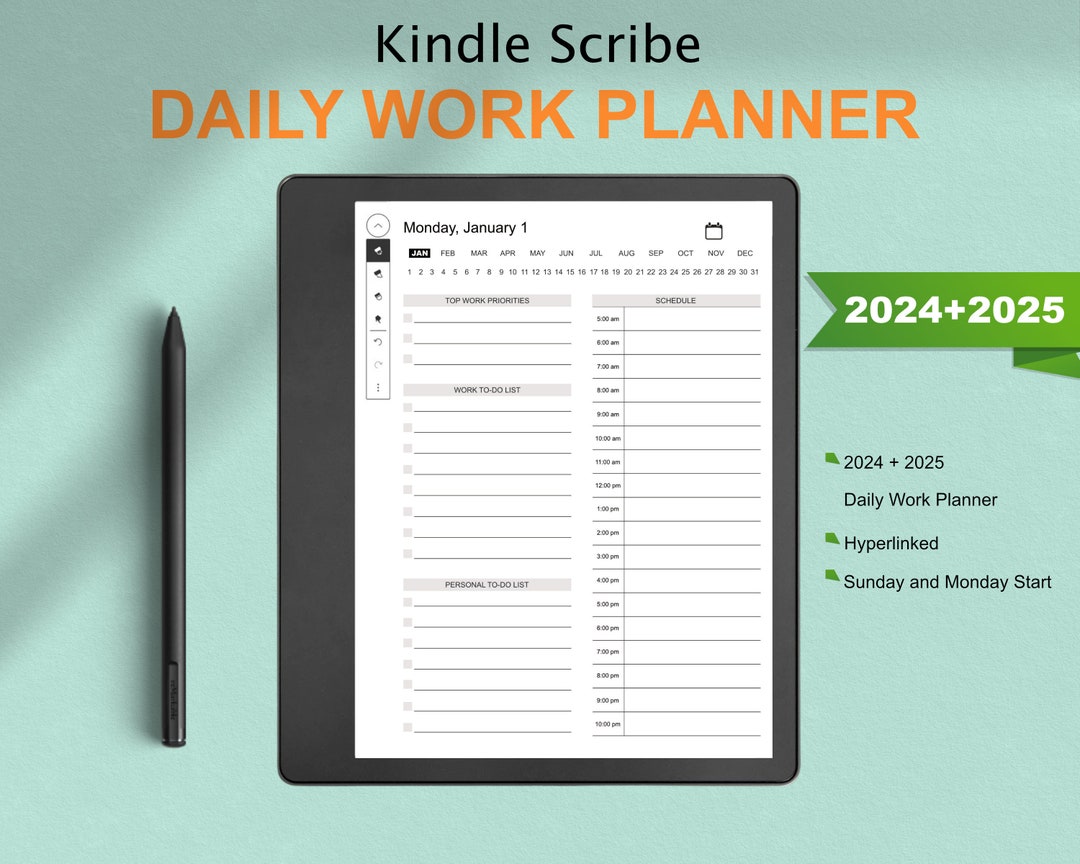Kindle Scribe Templates 2024 2025 Daily Work Planner | Productivity ...