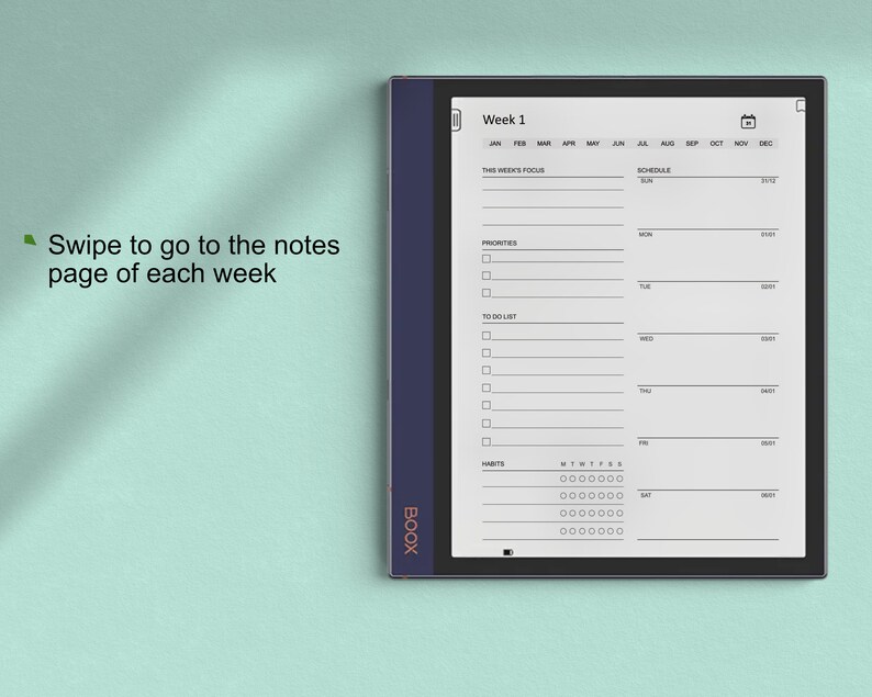 Boox Note Templates, 2024 2025 Weekly Planner, Boox Note AIR / AIR2 / 2 ...