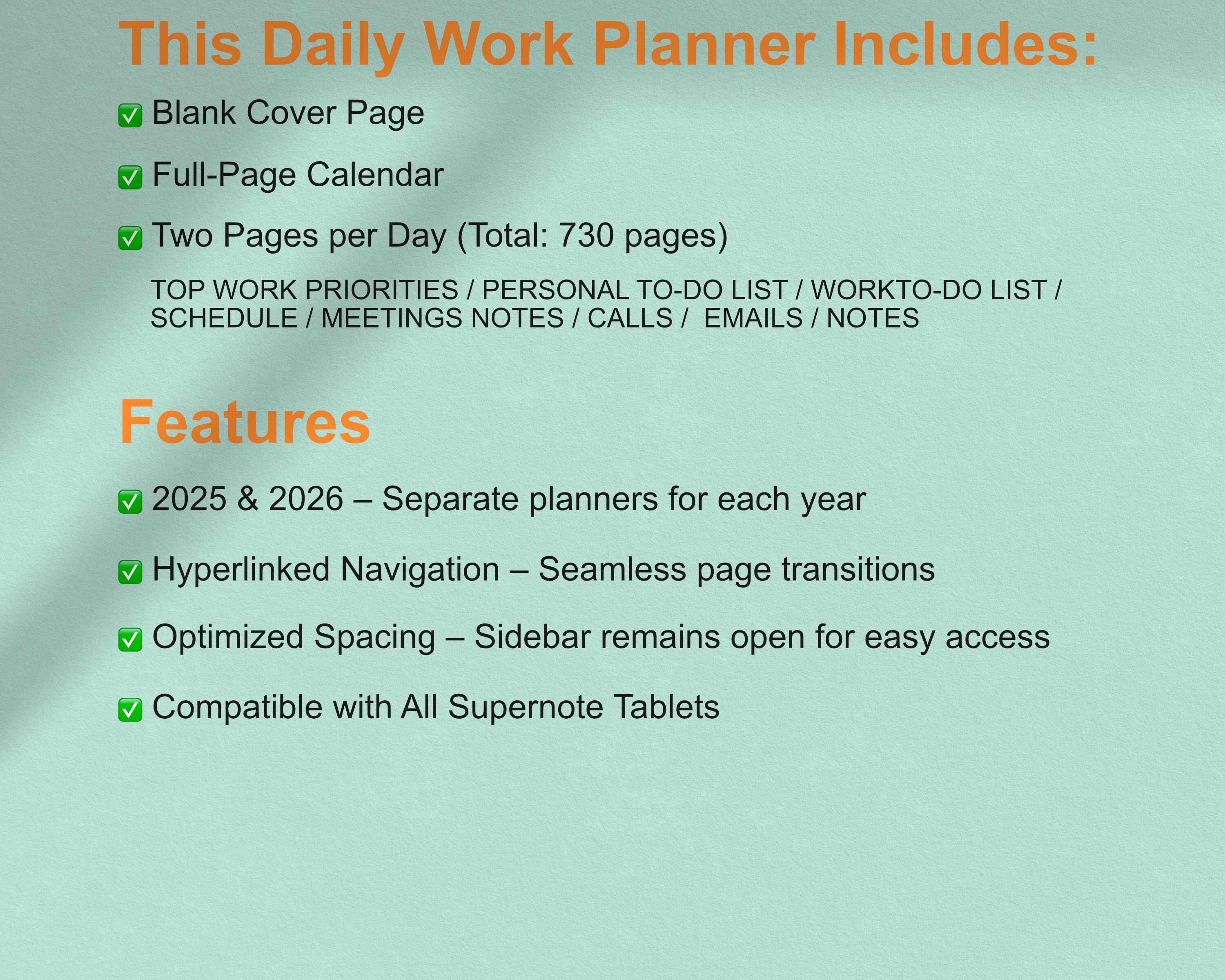 2026 Supernote Daily Work Planner Template | A5/A5X Manta & A6/A6X ...