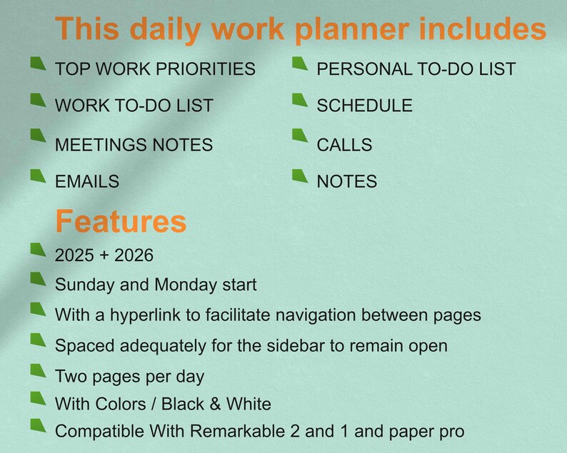 2026 Daily Work Planner Templates for Remarkable 2 and Paper Pro ...