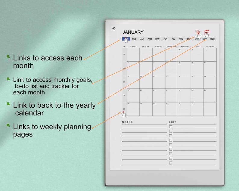 Weekly Planner for Remarkable Paper Pro and 2, 2026 Yearly and Monthly ...