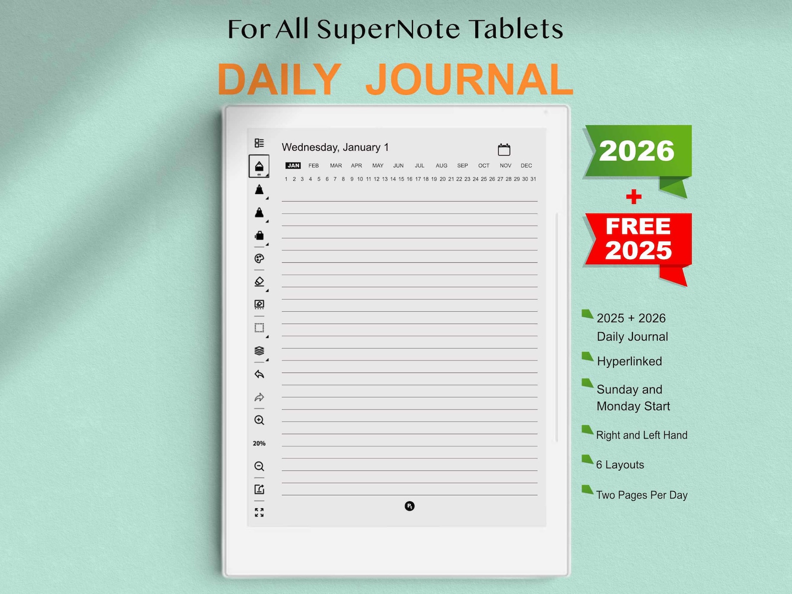 Supernote Templates 2025–2026 Daily Journal | Digital Journal for A5X ...