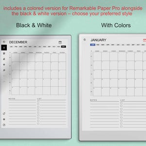2026+2027 Monthly Calendar for Remarkable, Remarkable Paper Pro Yearly ...