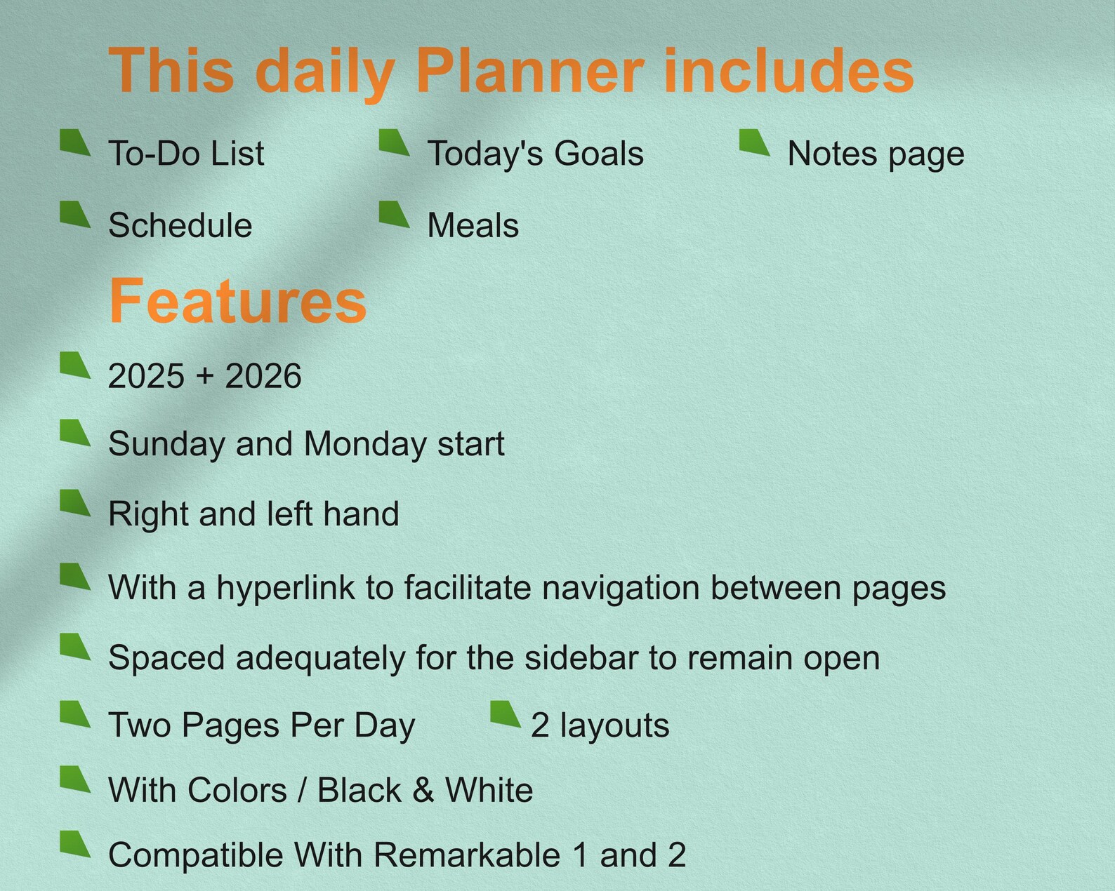 2025+2026 Digital Daily Planner for Remarkable 2, 1 & Paper Pro ...