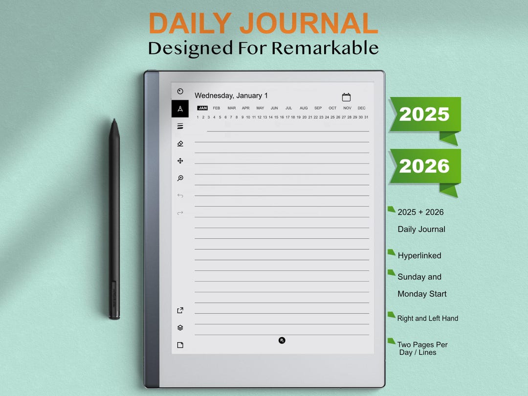Daily Journal Templates for Remarkable 2 | 2025-2026 | Hyperlinked ...