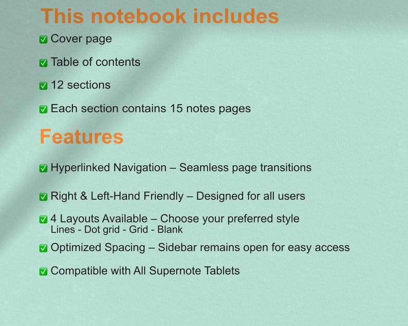 Supernote Templates | Digital Notebook for A5 / A5X Manta & A6 / A6X ...