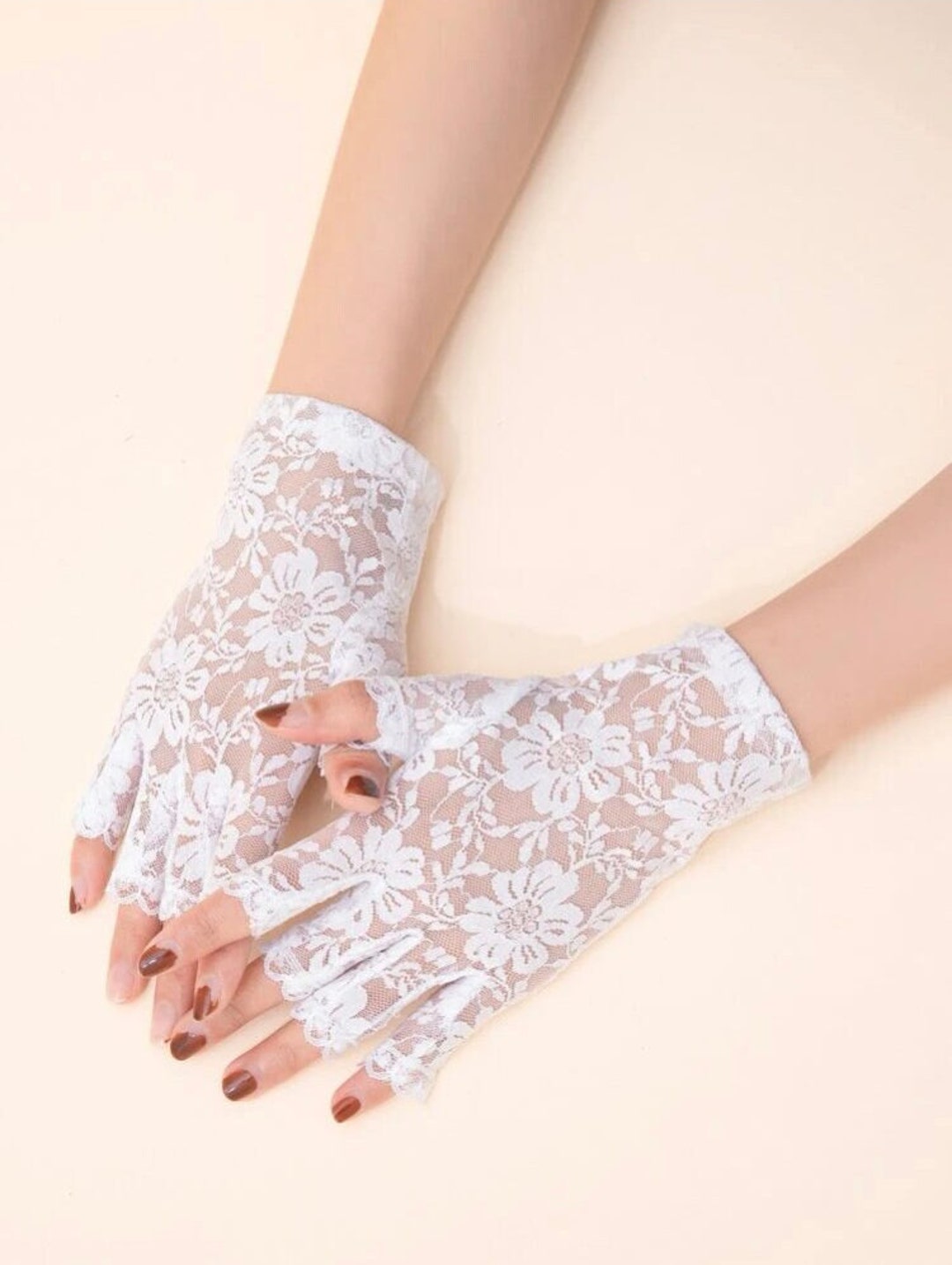 White Lace Fingerless Gloves Pop Music Fancy Dress 80s Retro - Etsy