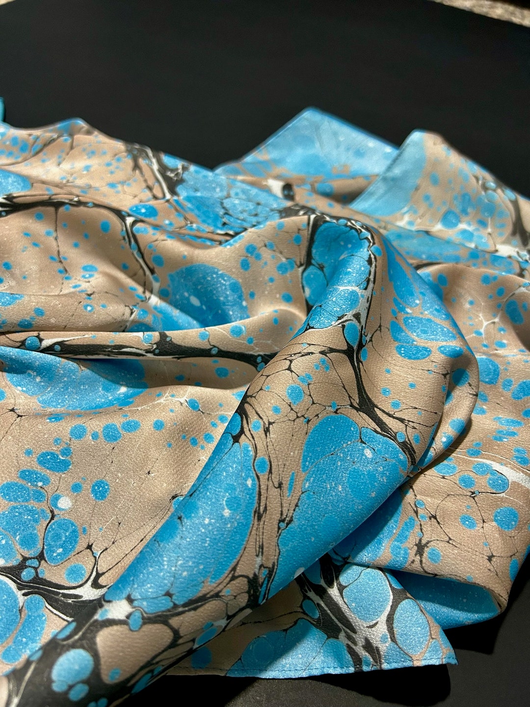 Ice Blue Marble Shawl and Scarf, Blue Women's Shawl Scarf, Handcrafted ...