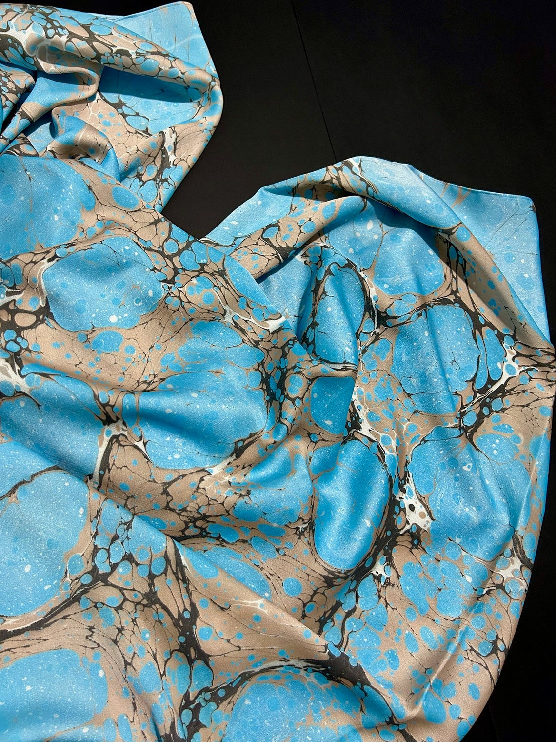 Ice Blue Marble Shawl and Scarf, Blue Women's Shawl Scarf, Handcrafted ...