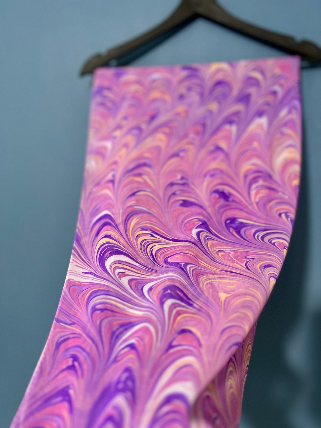 Pink Purple Shawl, Pink Ebru Pattern Scarf, Handcrafted Design Shawl ...