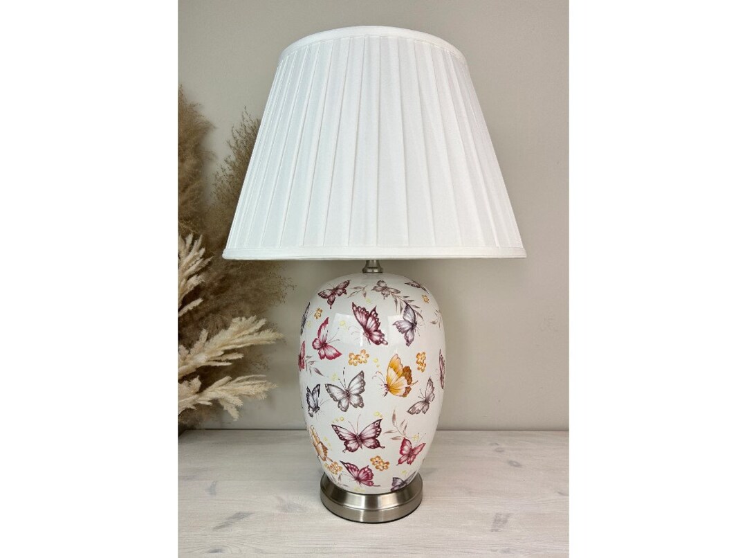 Natural Butterfly Print Pattern Ceramic Porcelain Table Lamp - Etsy UK