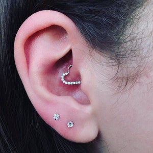Dainty CZ Heart Shape Daith Earring 20G Heart Daith Piercing - Etsy