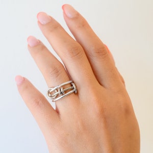 Triple Layers Strand Loop Ring, Dainty 18K Gold Plated Connector Link ...