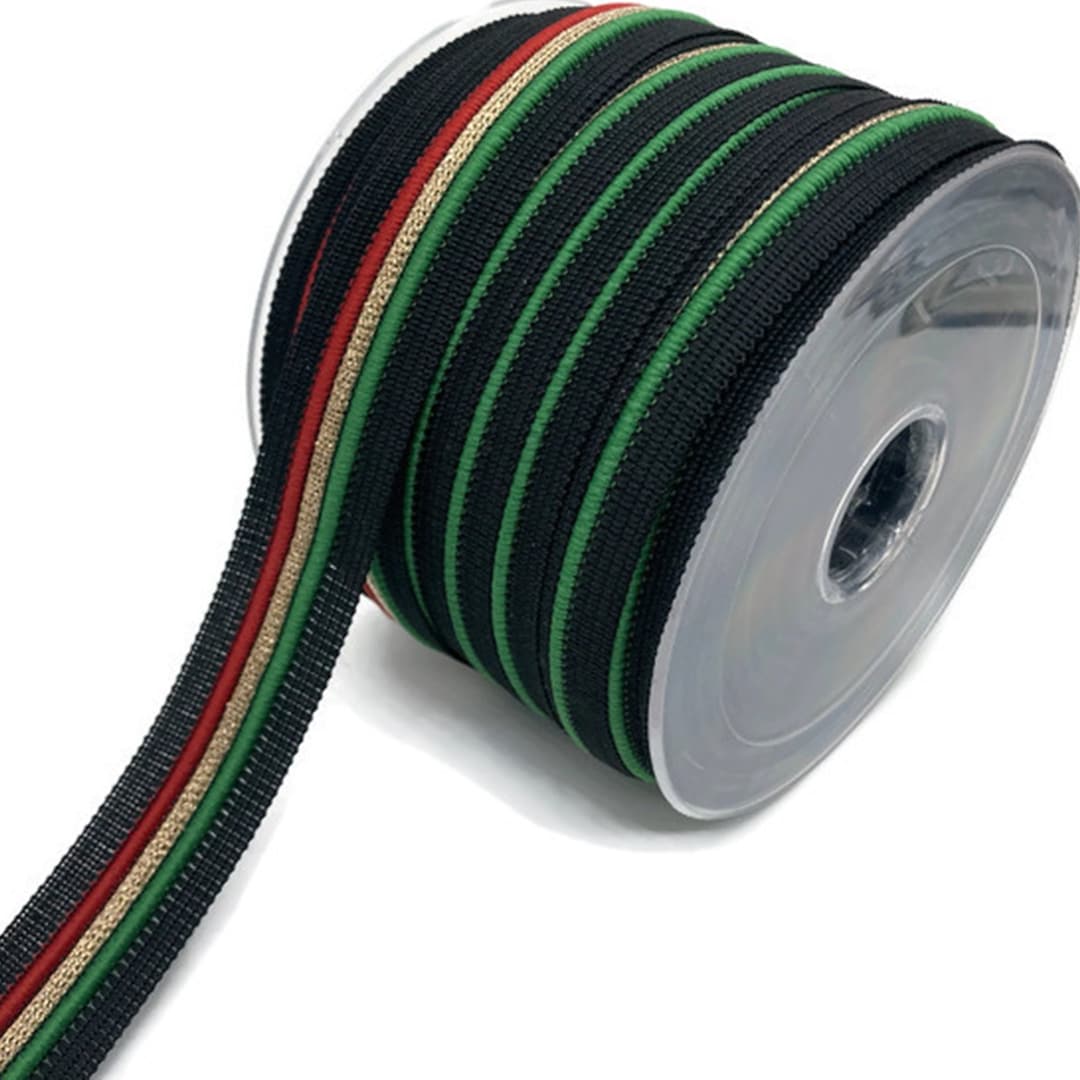 20 Mm Red Green Colors Striped Trim/middle Line Gold Glitter/color of ...