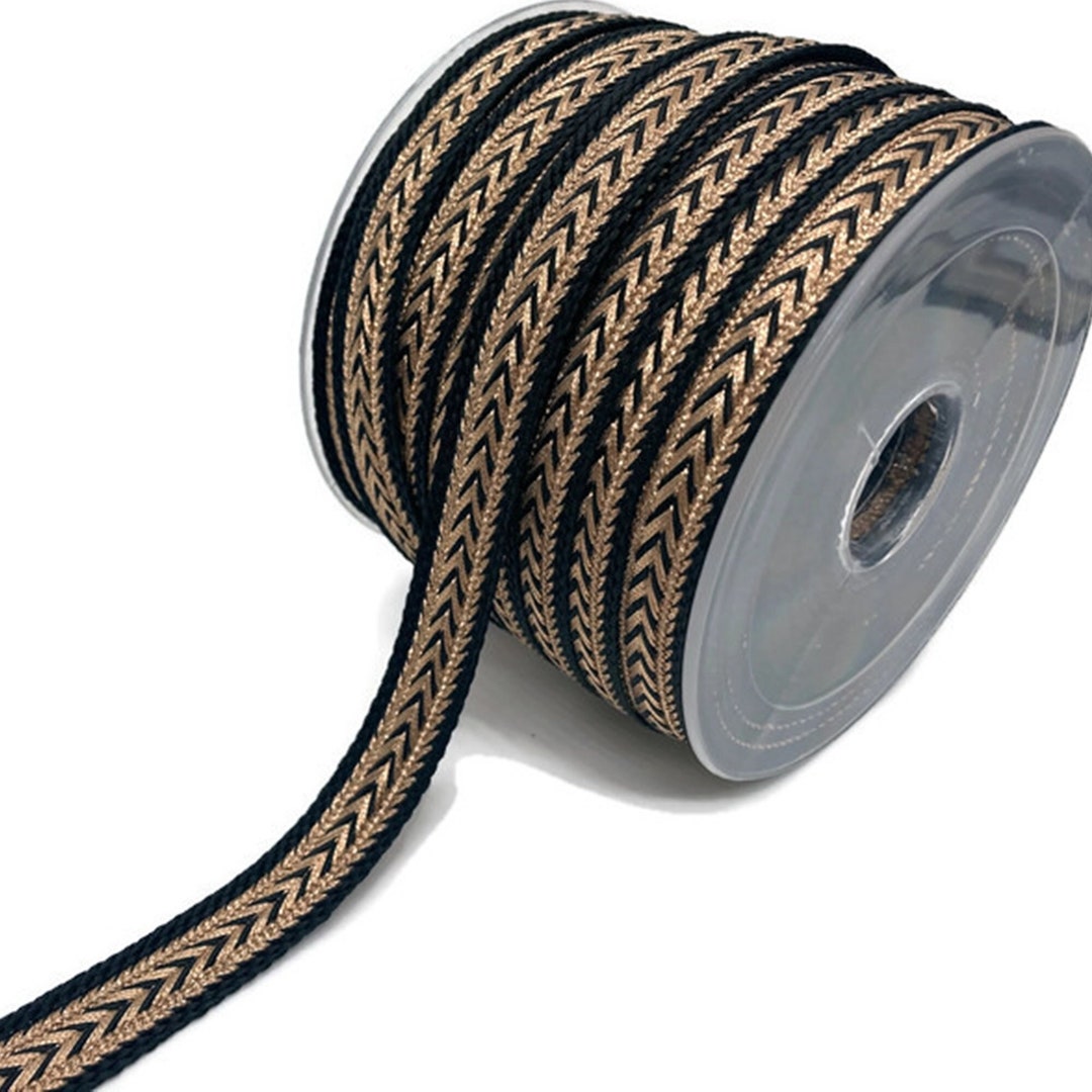 Bronze Metallic Braid Trim: Black Arrow Pattern, Bohemian Ethnic Style ...