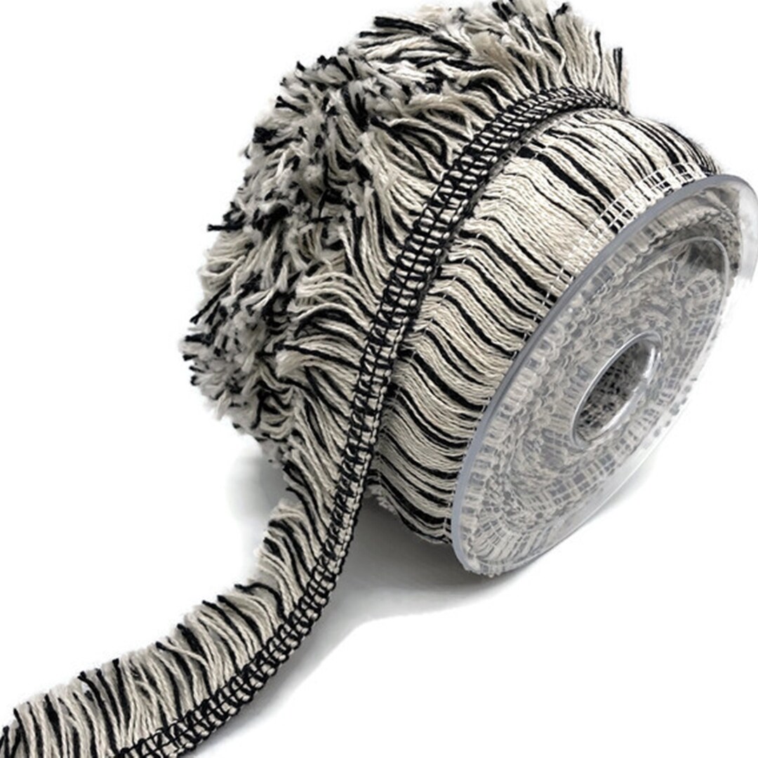 25 Mm Black White Fringe Trim/ethnic Trim/bohemian Trim/vintage Trim by ...