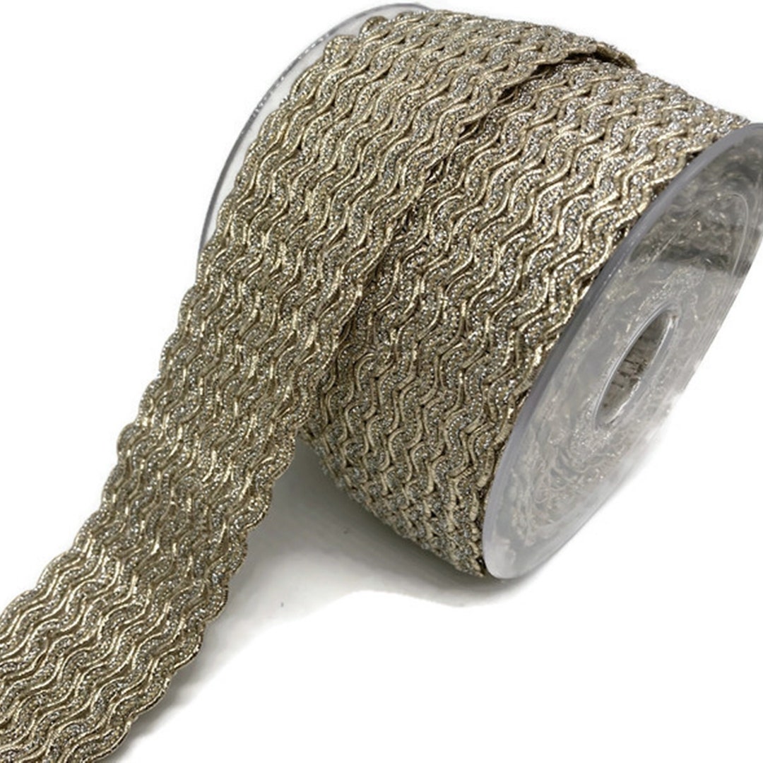 40 Mm Light Gold Metallic Braid Trim/wavy Folding Braid Trim/ethnic ...