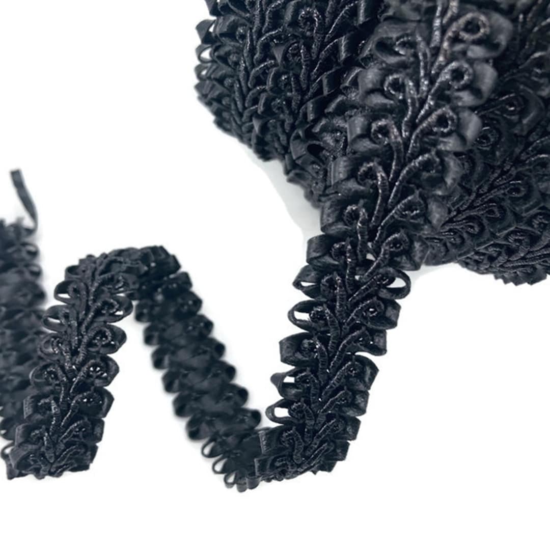 18 Mm/black Leather French Braid Gimp Trimming/for Handmade Decorative ...