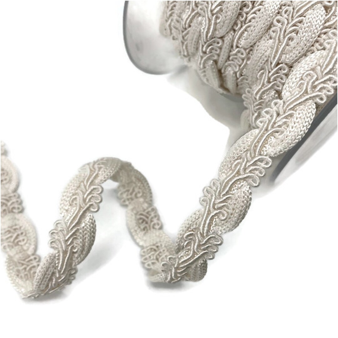 Off White Snake Braid Gimp Ribbon: Embroidered Plaited Trim, 0.59" Wide ...