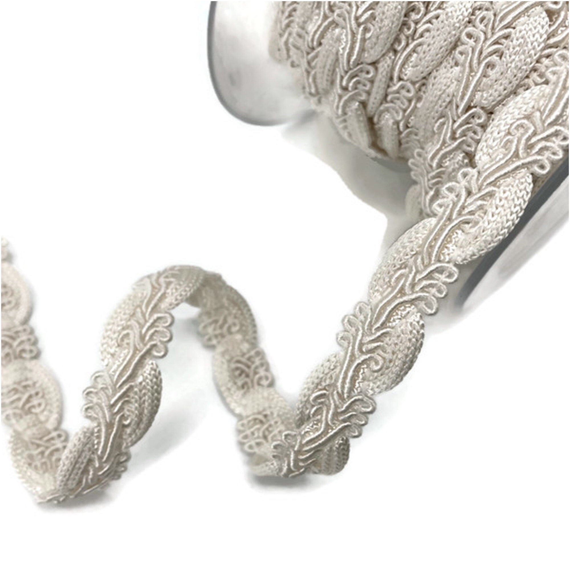 15 Mm off White snake Braid Gimp Trimming Plaited Ribbon Embroidered ...