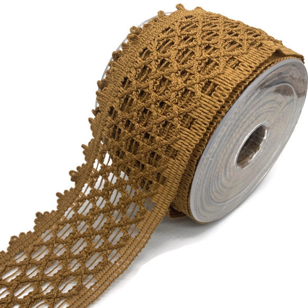 60 Mm Extra Large Cotton Egyptian Yellow Braid Trim With Frame Pattern ...