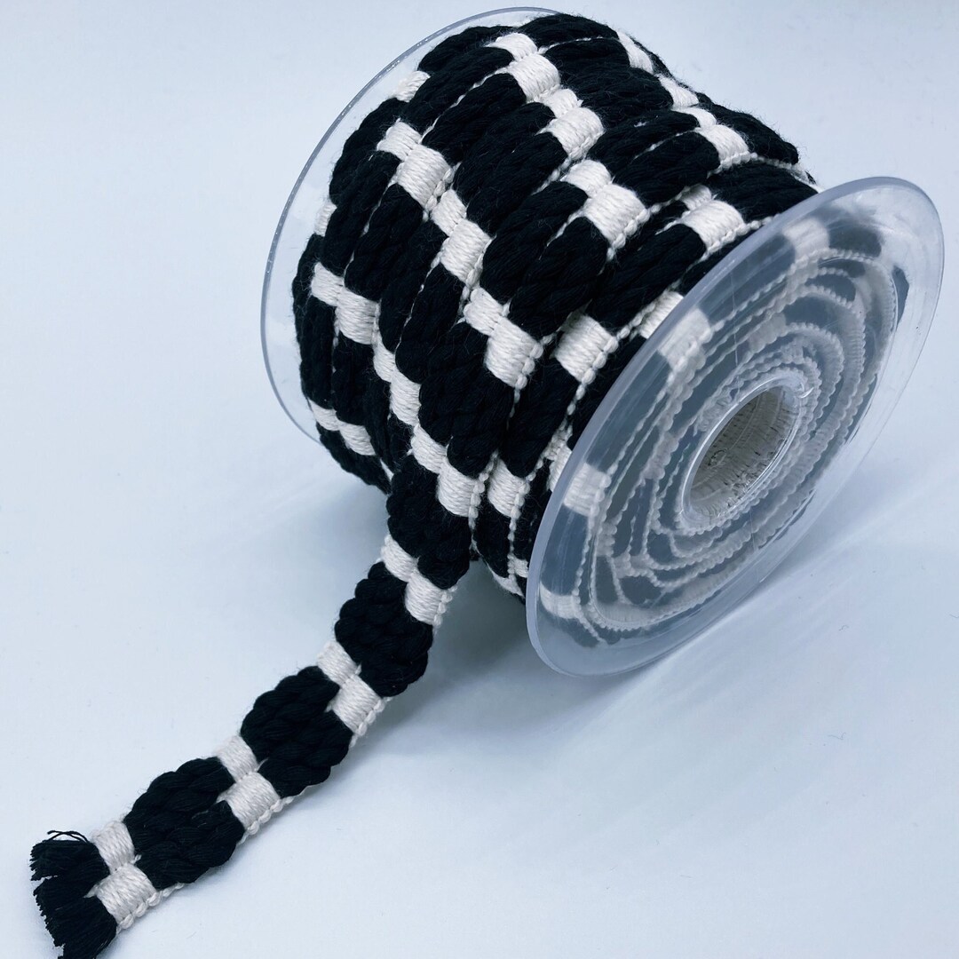 20 Mm Black and White Braid Cotton Cord Trim | Trim by the Yard| 0,78 ...