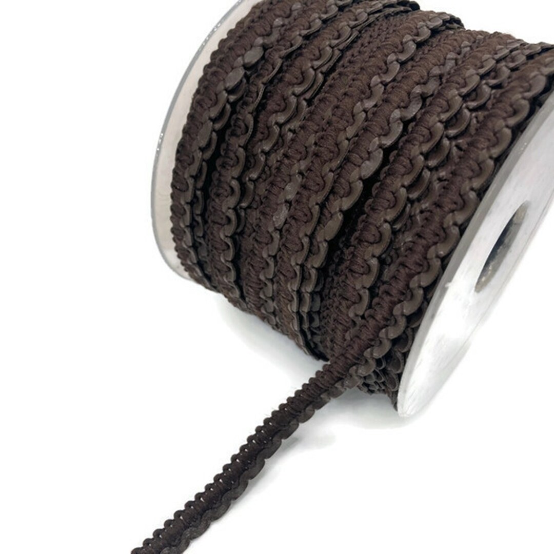 Dark Brown Faux Leather Scalloped Trim: 10mm Cotton Thread Tape - Etsy
