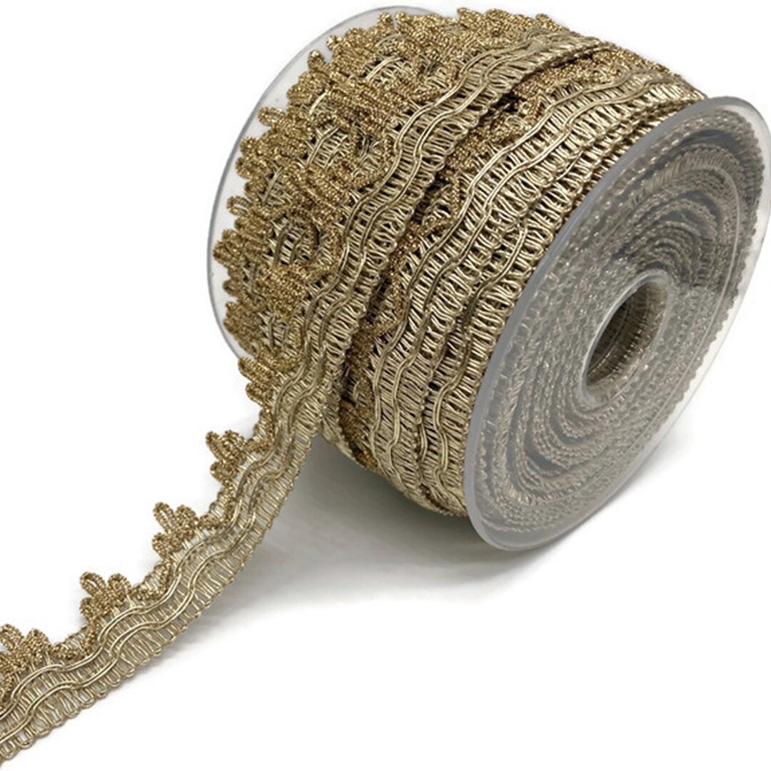 25 Mm Gold Metallic Braid Trim/metallic Lace Trim/gold Wave/ethnic Trim ...