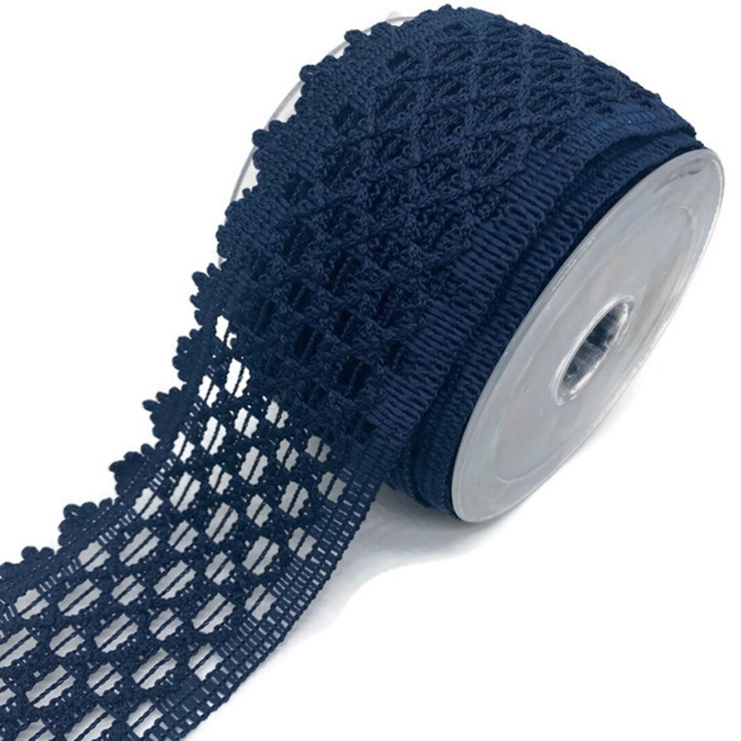 60 Mm Extra Large Cotton Navy Blue Braid Trim With Frame Pattern /for ...