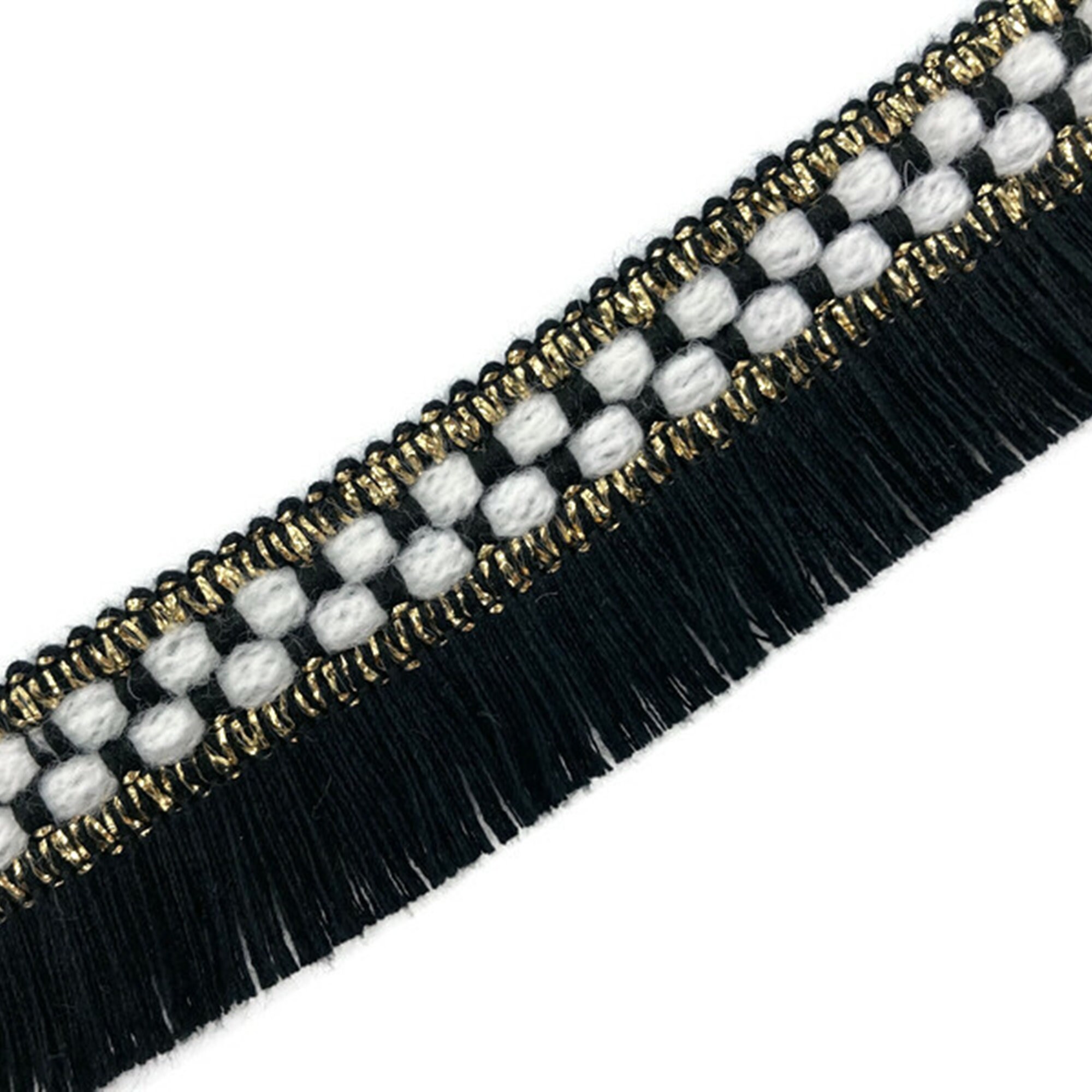 28 Mm Black Fringe Trim/with White Point/gold Trim/tassel Trim/ethnic ...