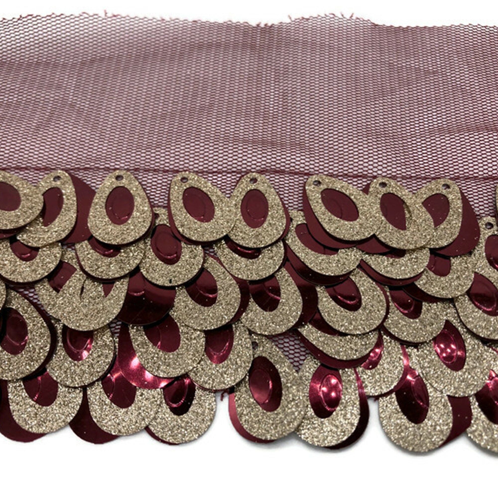 Burgundy Sequin Lace Trim: Shiny Swirl Embellishment - Etsy