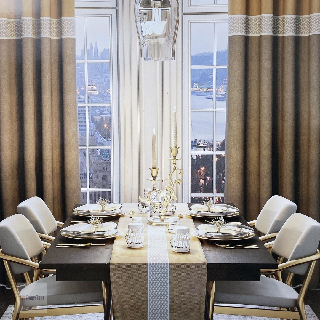 3,5 Yards Drapery Ribbon/ Geometric /jacquard Trims for Curtains ...