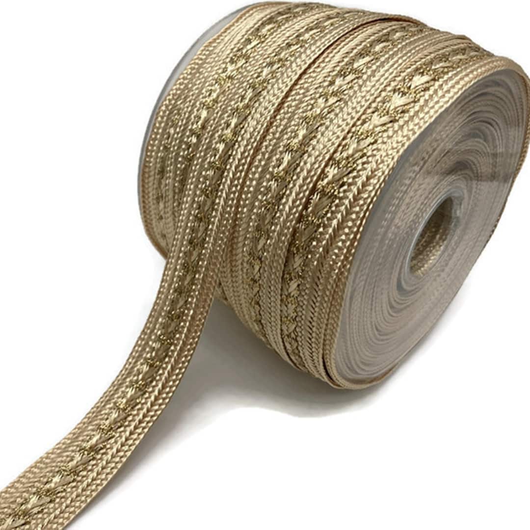 25 Mm Gold Metallic Braid Trim/shiny Gold Line Trim/lace Ribbon/glitter ...
