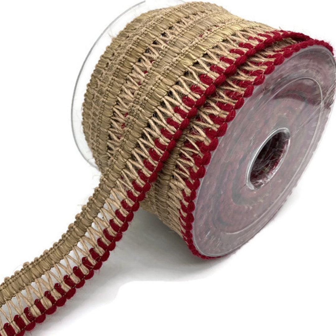 25 Mm Natural Cotton Braid Jute Trim /gypsy Pink Edge/burlap Ribbon ...