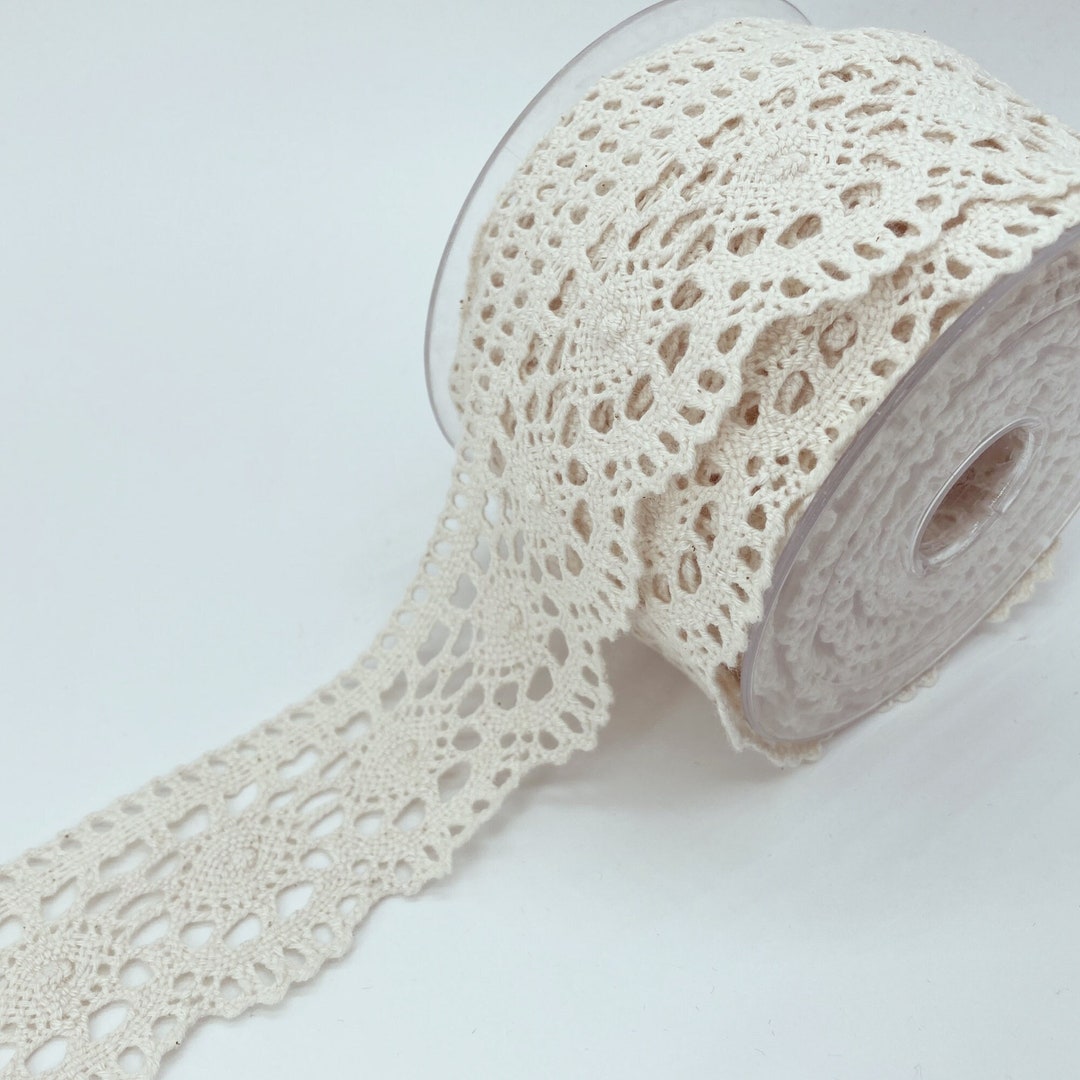 10 Yards| 45 Mm Ivory Scalloped Edge Cotton Lace| Natural Raw Cotton ...