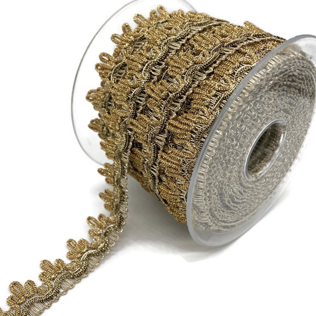 20 Mm Gold Metallic Braid Black Trim/metallic Lace Trim/ethnic Trim ...