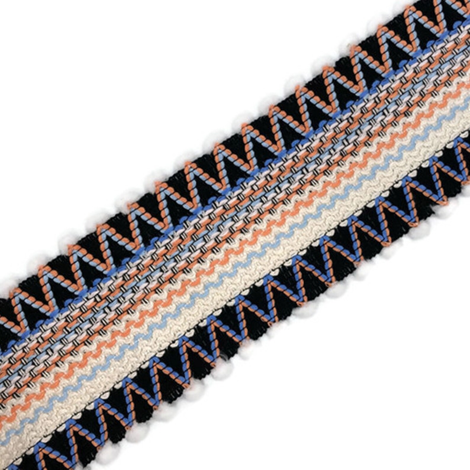 90 Mm Extra Large Cotton Braid Trim/blue Orange/bohemian/ethnic Trim ...