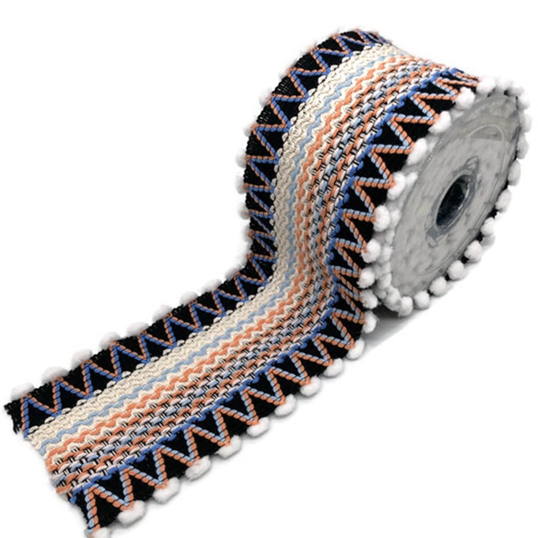 90 Mm Extra Large Cotton Braid Trim/blue Orange/bohemian/ethnic Trim ...