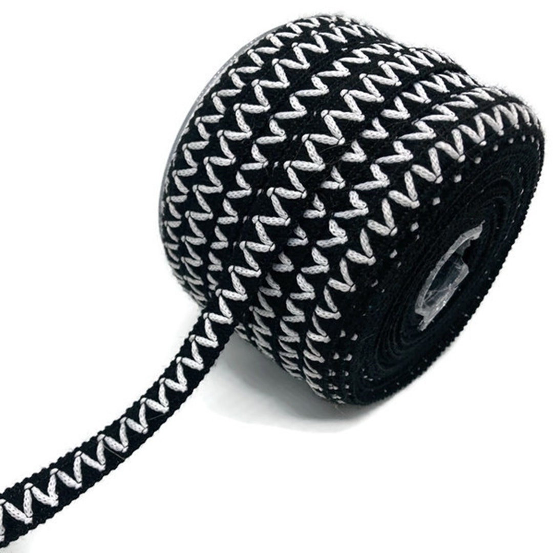 Black Cotton Braid Tape: White Chevron Bohemian Trim (13mm, by the Yard ...