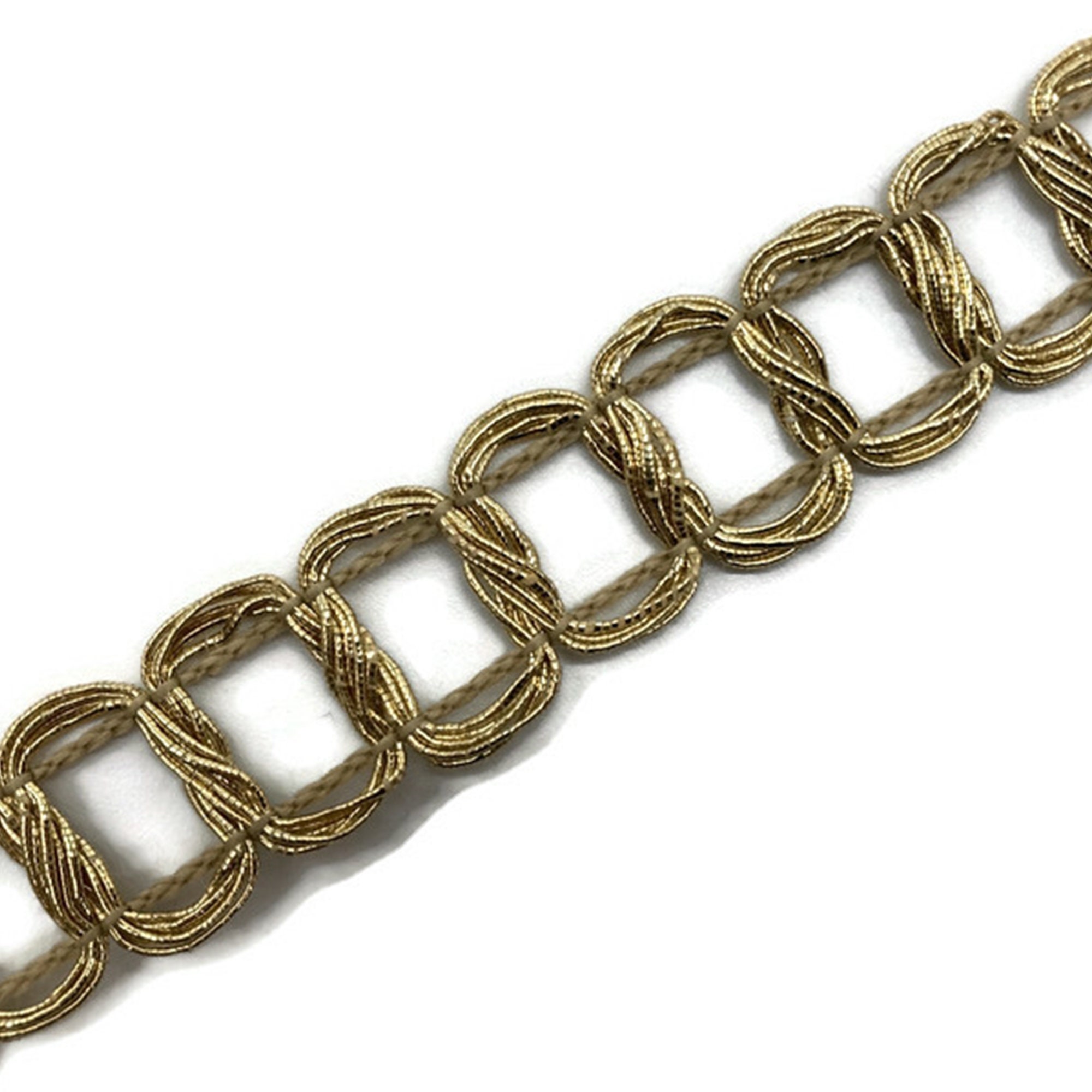 15 Mm Gold Metallic Braid Trim/chain Pattern/ethnic Trim/bohemian Trim ...