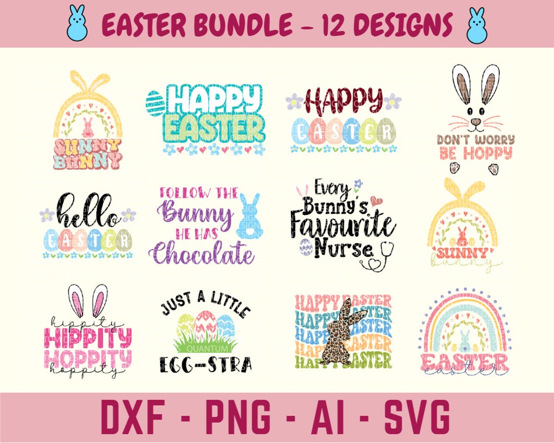 Happy Easter SVG Bundle Easter SVG Easter Quotes Easter Bunny Svg ...