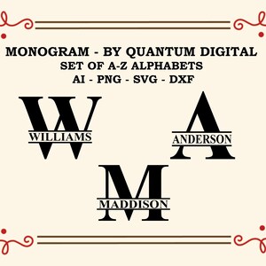 Split Monogram SVG/DXF/PNG, Split Monogram Frame Alphabet, Family ...